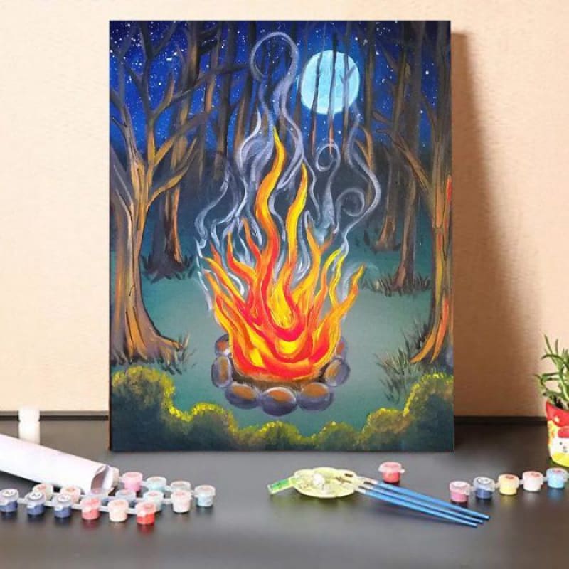 Paint By Numbers Kit – Moonlight Campfire – Australia Paint By Numbers
